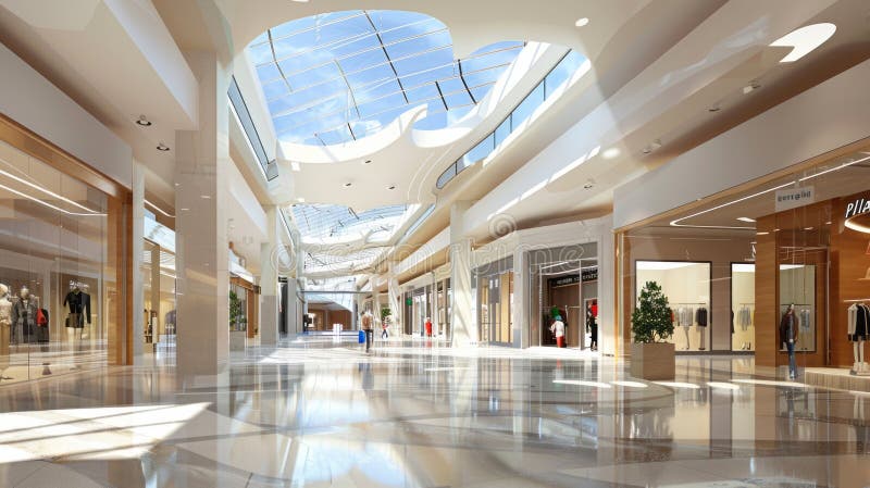 Modern Shopping Mall Atrium Stock Illustration - Illustration of atrium ...