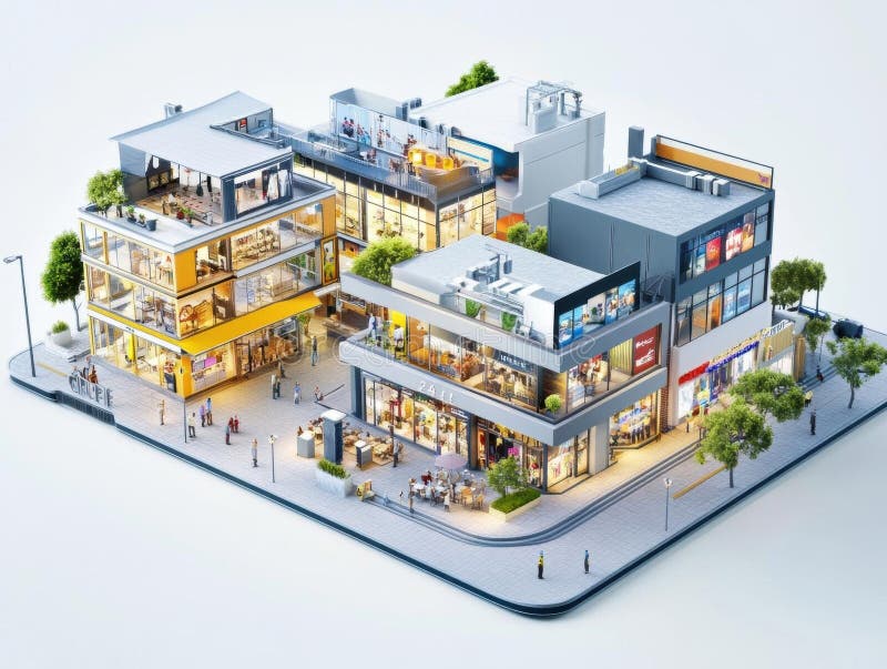 Modern Shopping Mall Design, an Isometric Perspective Stock Photo ...