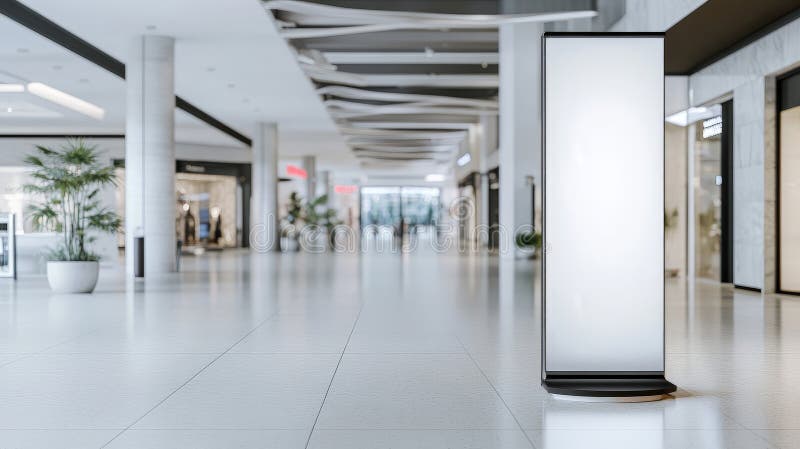 Modern Shopping Mall Interior with Digital Advertising Display Stock ...