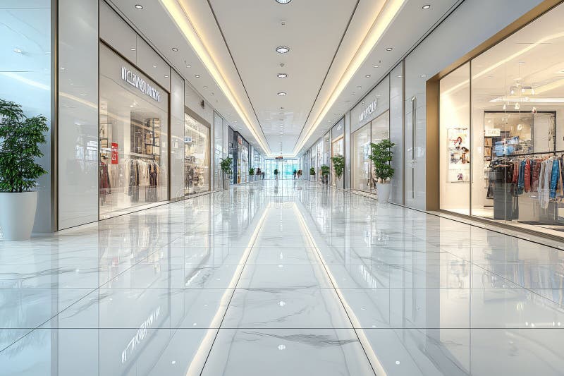 A Modern Shopping Mall Interior Featuring Sleek Design and Bright ...