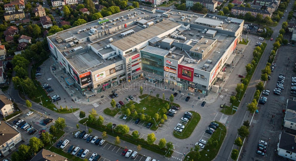 Modern Shopping Mall in an Urban Setting, Featuring a Large Rectangular ...