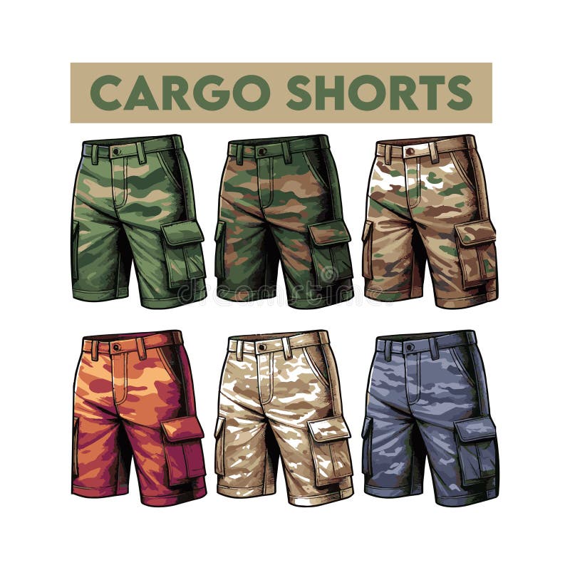 Modern Vector Illustration of Cargo Shorts 10 Stock Vector ...
