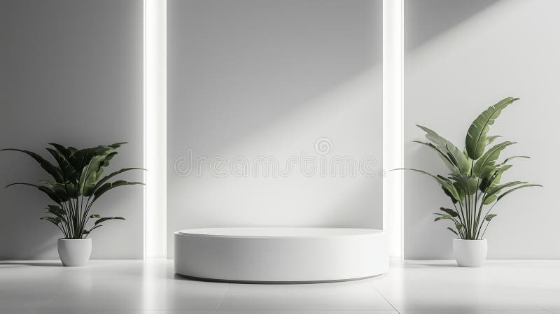 Modern Showcase with Minimalist Design and Lush Greenery in a Bright ...