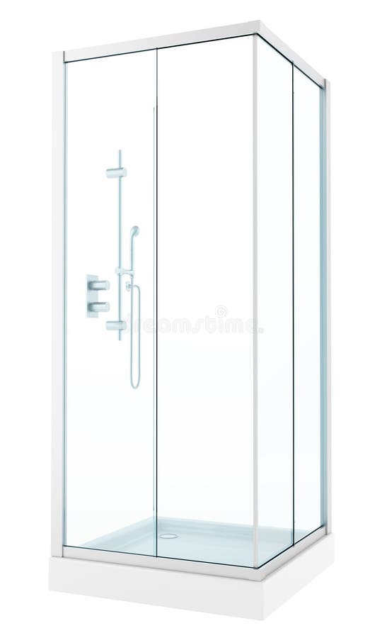 Modern Shower Cabin Isolated on White Stock Illustration - Illustration ...