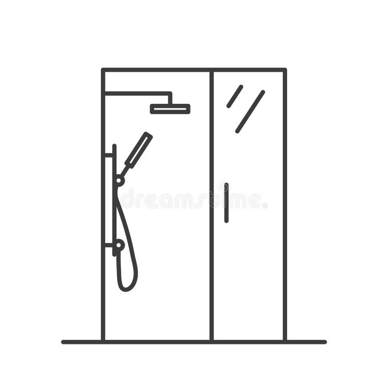 Modern Shower Cabin Outline Icon Stock Vector - Illustration of shower ...