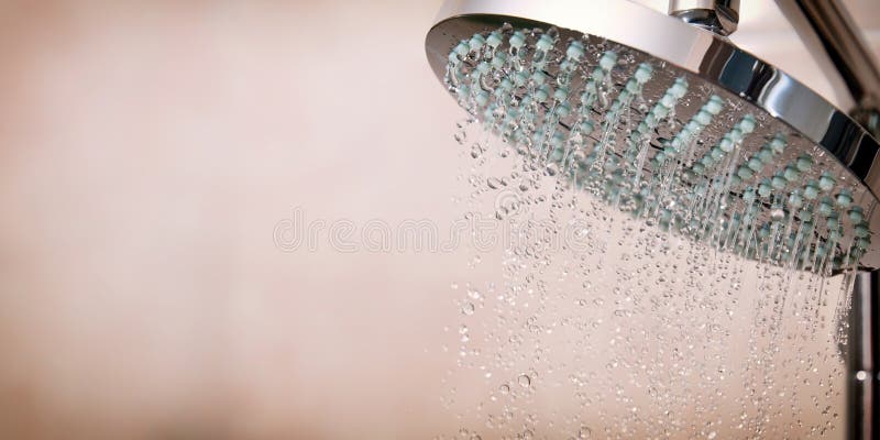 Modern Shower Head with Water Droplets Falling from it Stock Photo ...