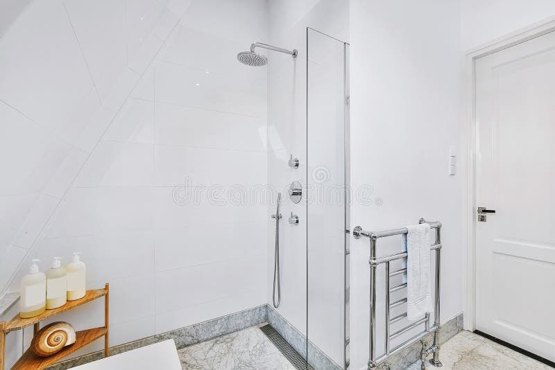 Modern shower stall stock photo. Image of stylish, comfort - 241899002