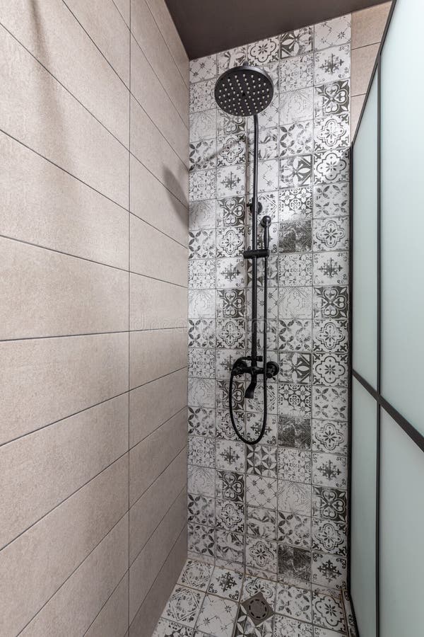 Modern Shower Zone with Hand Held Shower and Glass Door. Modern ...