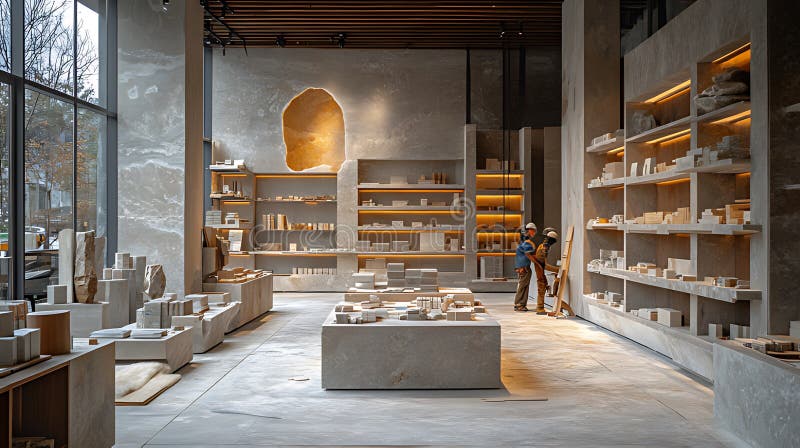Modern Showroom Displays Stone Products, City View Stock Image - Image of minimalist, business ...