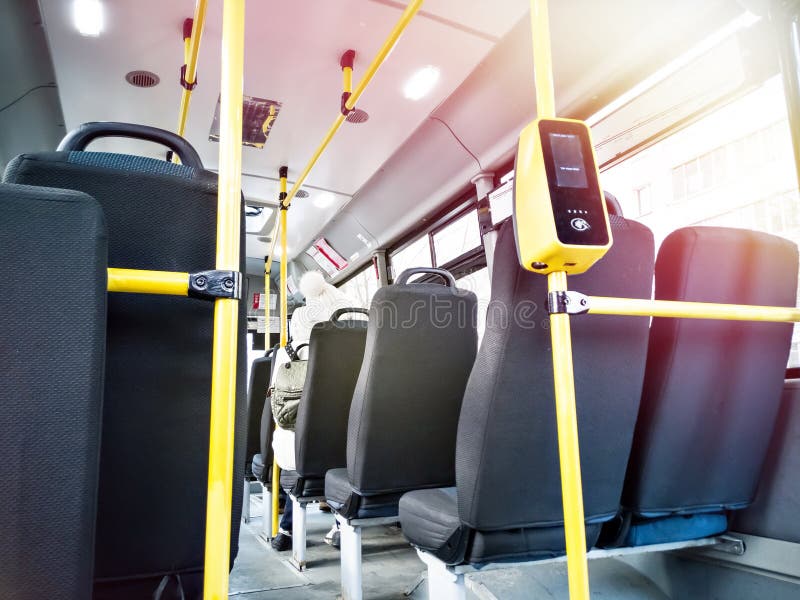 Shuttle Bus Salon with Validator Stock Image - Image of modern, trip ...