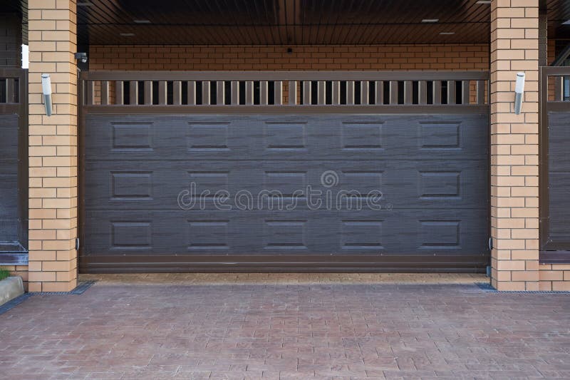 Modern Side Sliding Gates in a Private House Stock Image - Image of ...