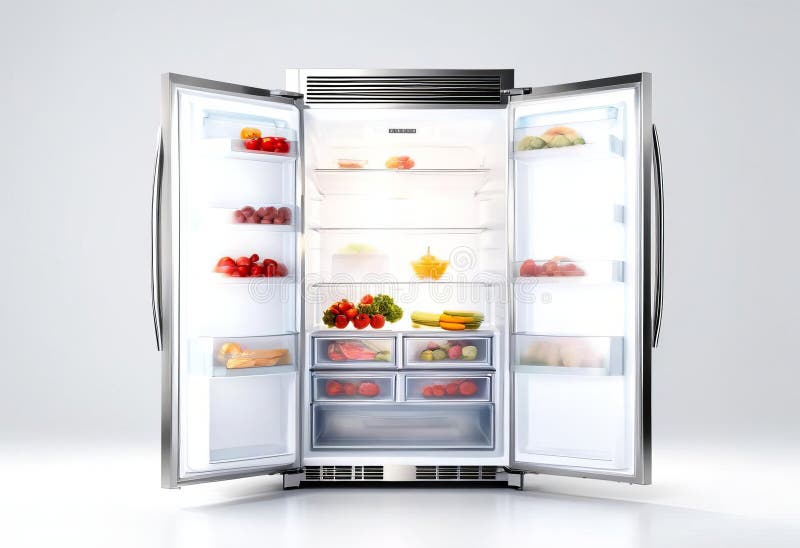 Modern Side by Side Stainless Steel Refrigerator Stock Illustration ...