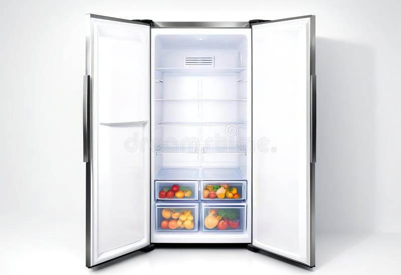 Modern Side by Side Stainless Steel Refrigerator Stock Illustration ...