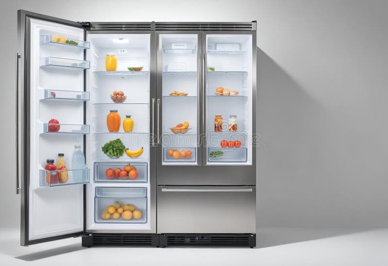 Modern Side by Side Stainless Steel Refrigerator Stock Illustration ...