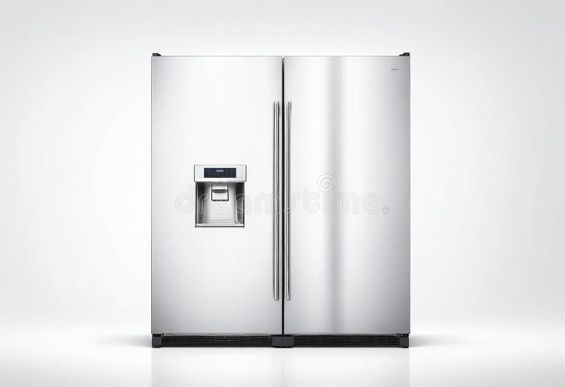 Modern Side by Side Stainless Steel Refrigerator Stock Illustration ...