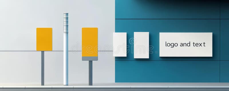 Modern Signage System with Directional Poles and Blank Panels Stock ...