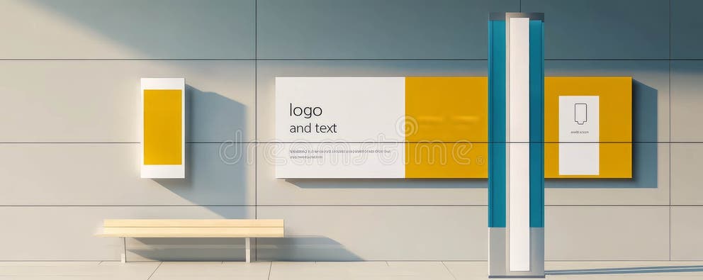 Modern Signage System with Logo and Text on Sleek Wall Stock ...
