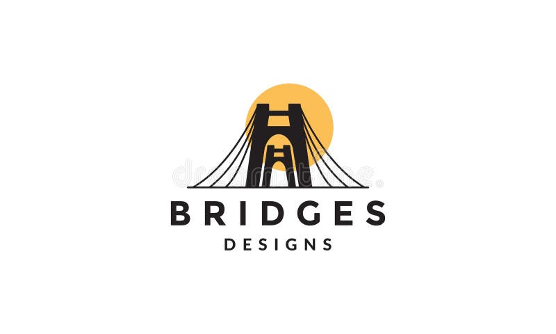 Modern Silhouette Gate Bridge Logo Vector Icon Illustration Design ...