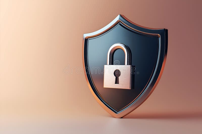 Modern Silver and Black Shield with Lock Icon, Robust Security and ...