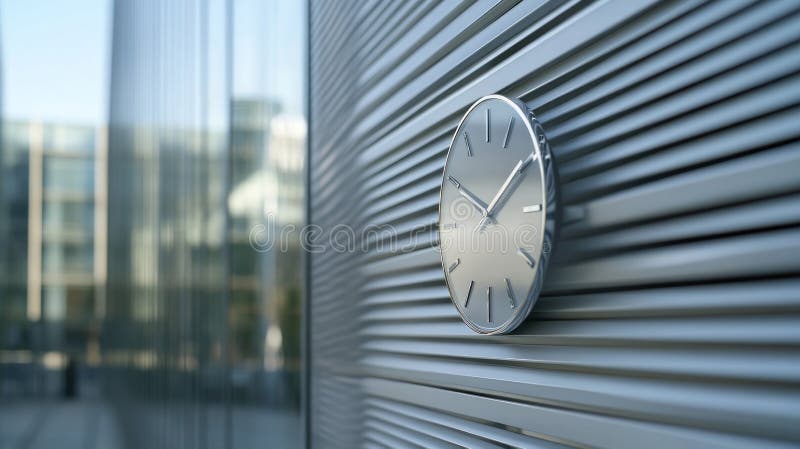 Modern Silver Clock on a Building Exterior Stock Illustration ...