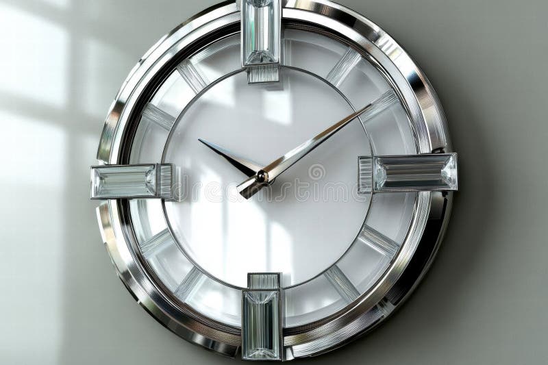 Modern Silver and Crystal Wall Clock, a Statement Piece for Your Home ...