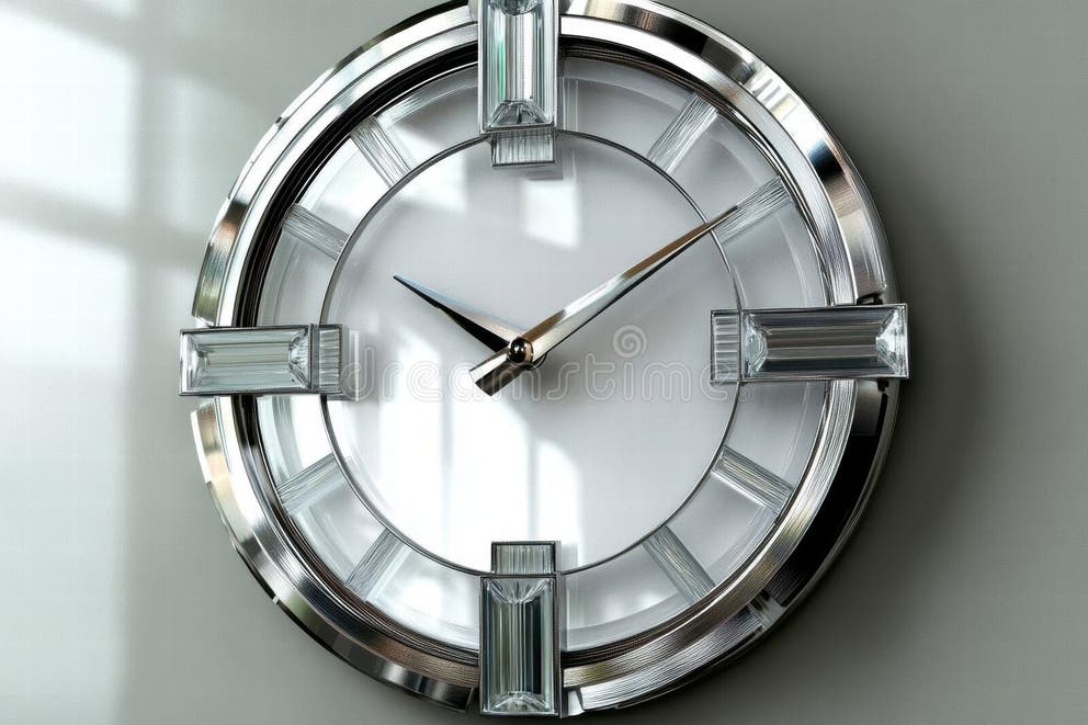 Modern Silver and Crystal Wall Clock, a Statement Piece for Your Home ...