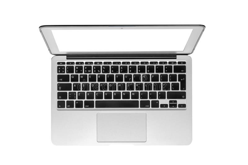 Modern Silver Laptop with Blank Screen Isolated on White Background ...