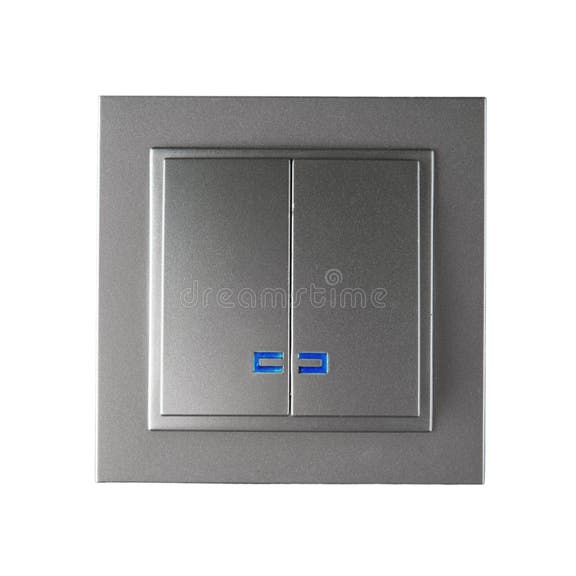Modern Silver Light Switch with Glowing Blue LED Indicators in ...