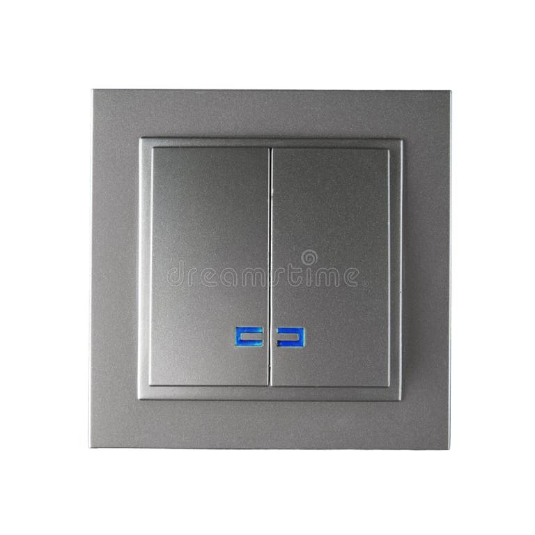 Modern Silver Light Switch with Glowing Blue LED Indicators in ...
