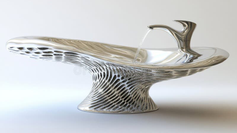 Modern Silver Metal Sink with Abstract Design Stock Illustration ...