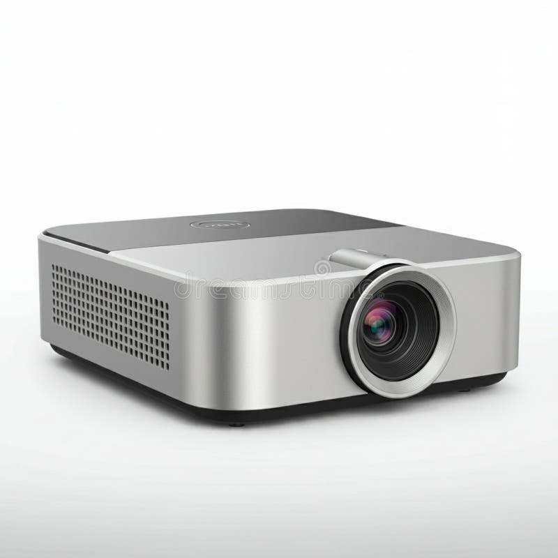 A Modern Silver Projector with a Sleek, Rectangular Design. it Features ...