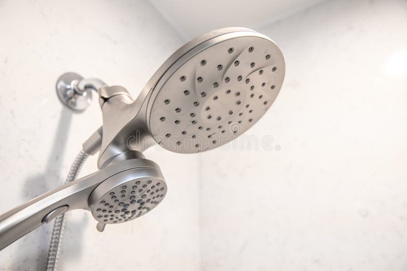 A Silver Shower Head in a White Modern Shower Stock Image - Image of ...