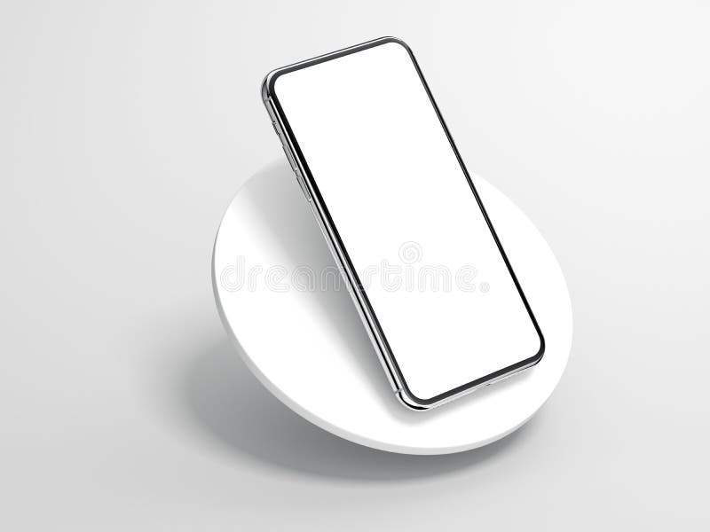 Modern Silver Smartphone Isolated on Cylinder. 3d Rendering Stock ...