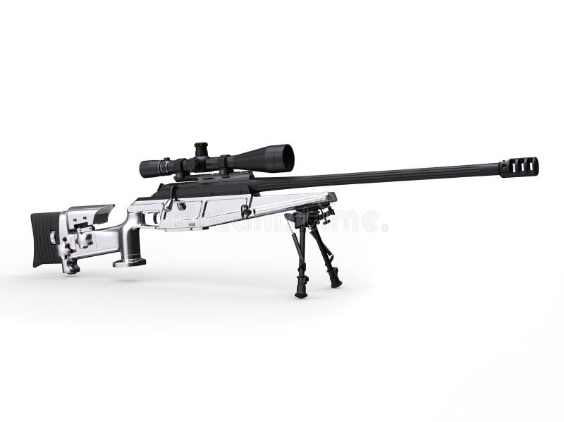 Modern Silver Sniper Rifle - Side View Stock Illustration ...