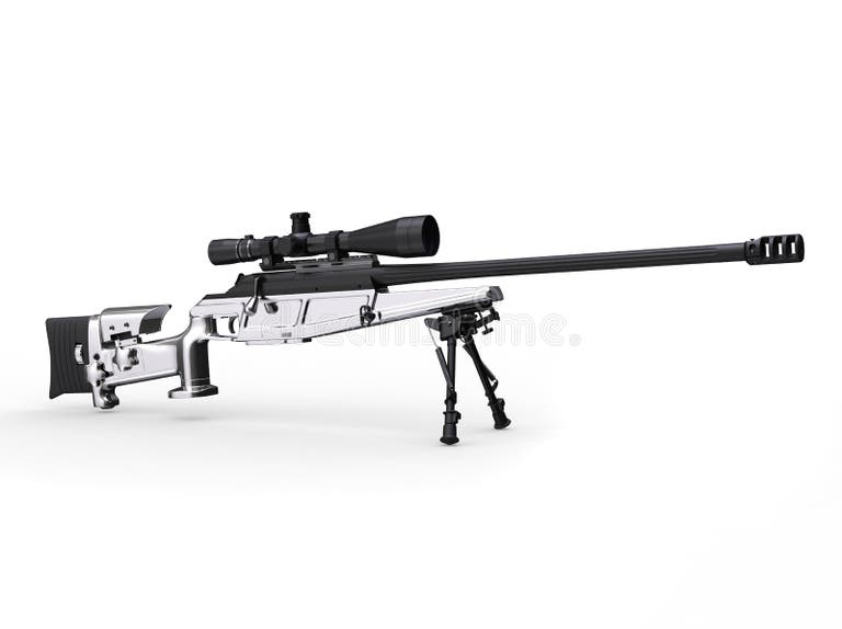 Modern Silver Sniper Rifle - Side View Stock Illustration ...