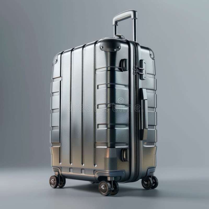 Modern Silver Suitcase with Wheels. Generative Ai Stock Illustration ...