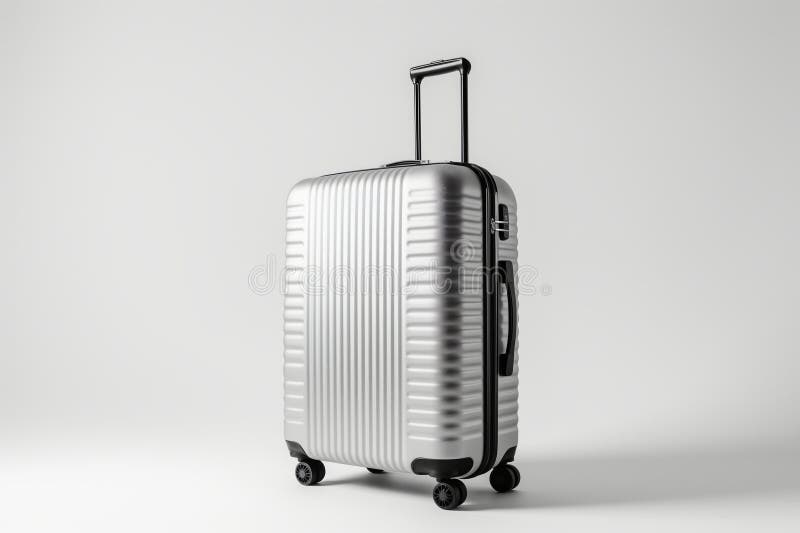Modern Silver Travel Suitcase Stock Photo - Image of modern, background ...