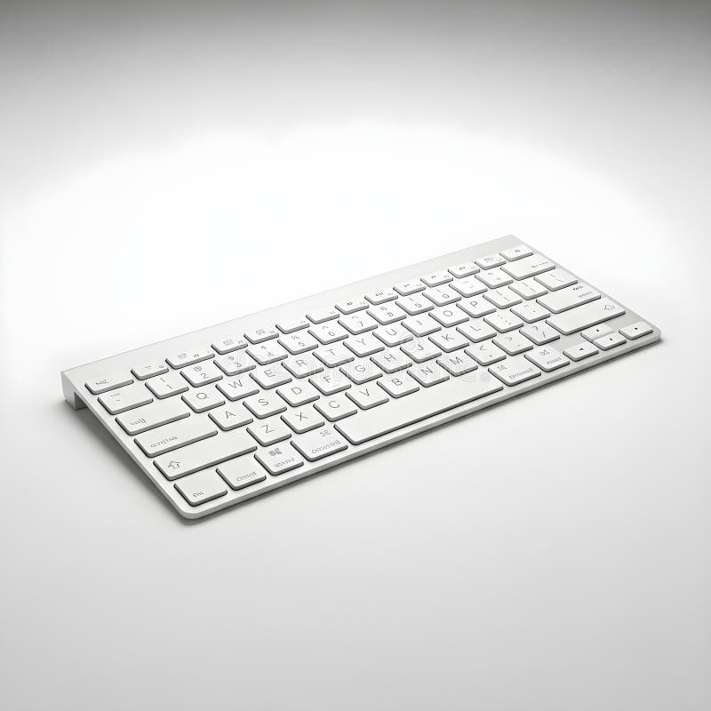 Modern Silver Wireless Keyboard on White Background Stock Illustration ...