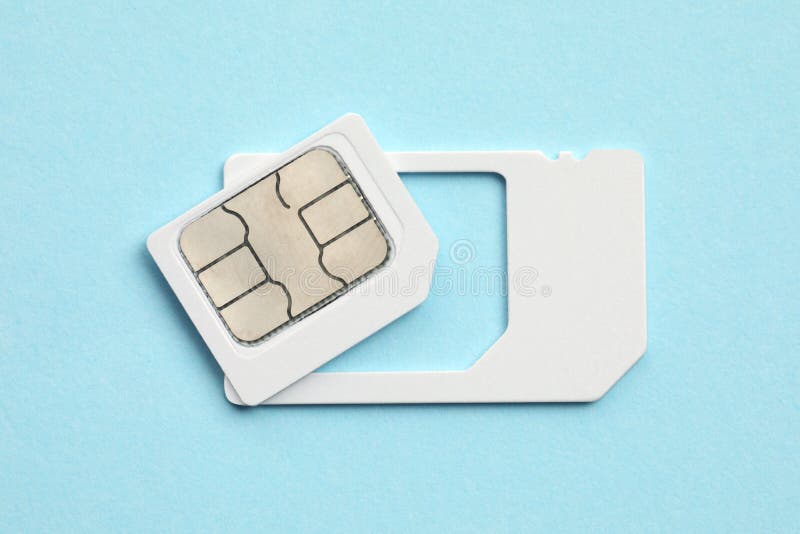 Modern SIM Card on Light Blue Background, Top View Stock Photo - Image ...