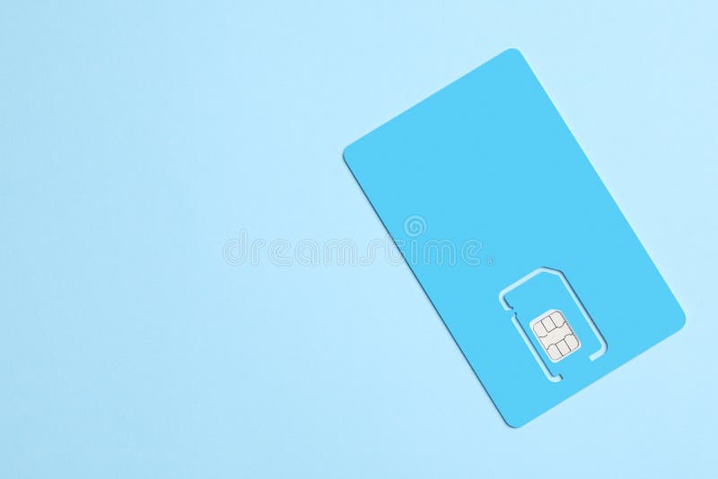 Modern SIM Card on Blue Background, Top View. Space for Text Stock ...