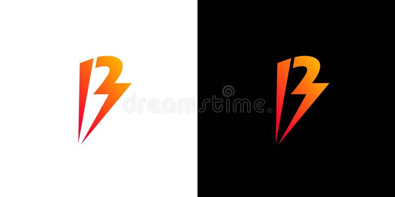 Modern and Sophisticated B Thunder Logo Design Stock Vector ...
