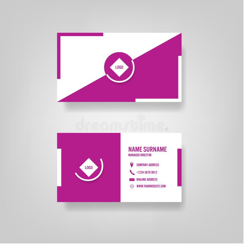 Modern Simple Business Card Pink Template with Flat User Interface ...