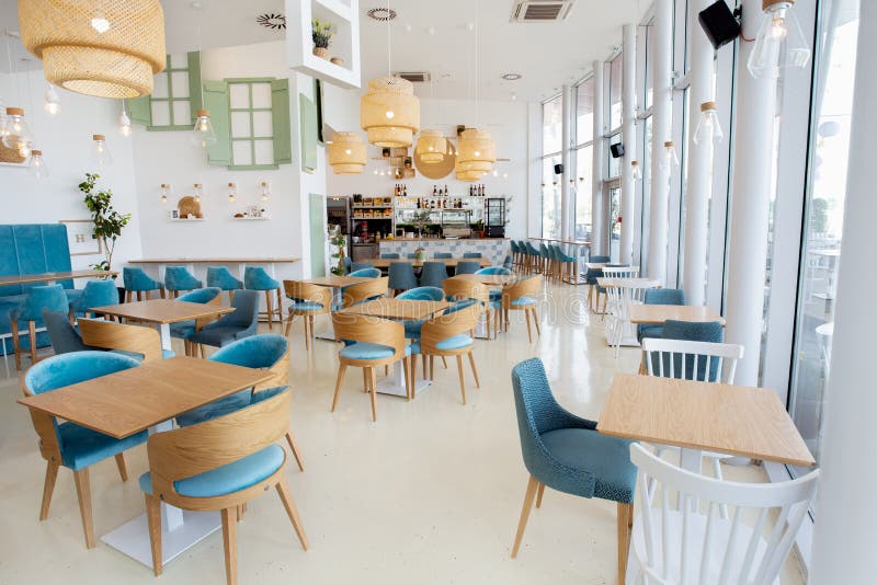 Modern and Simple Cafe Interior Stock Image - Image of furniture ...