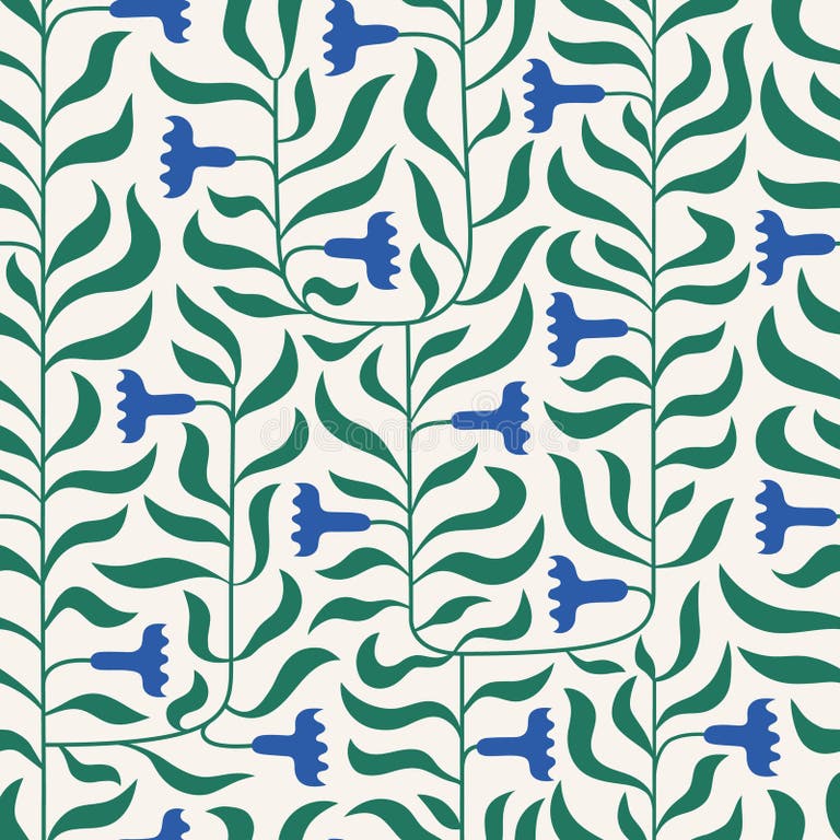 Modern Simple Creeping Foliage Vector Seamless Pattern for Textile ...