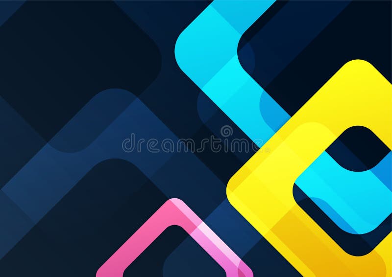 Modern Simple Dark Blue Abstract Background with Yellow Ang Pink Square ...