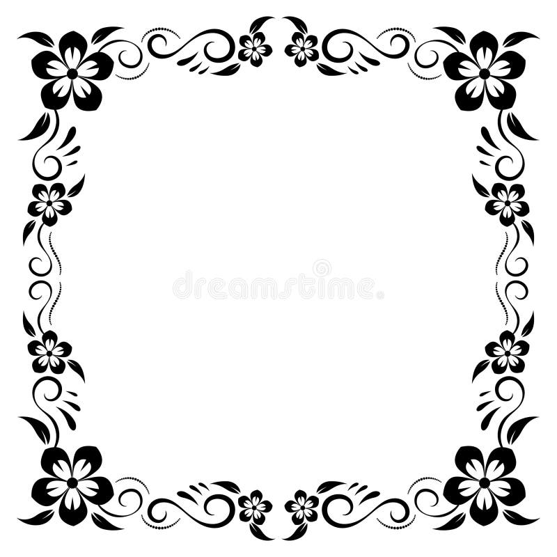 Modern Simple Floral Border Template Stock Illustration - Illustration ...