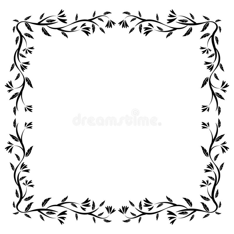 Modern Simple Floral Border Template Stock Illustration - Illustration ...