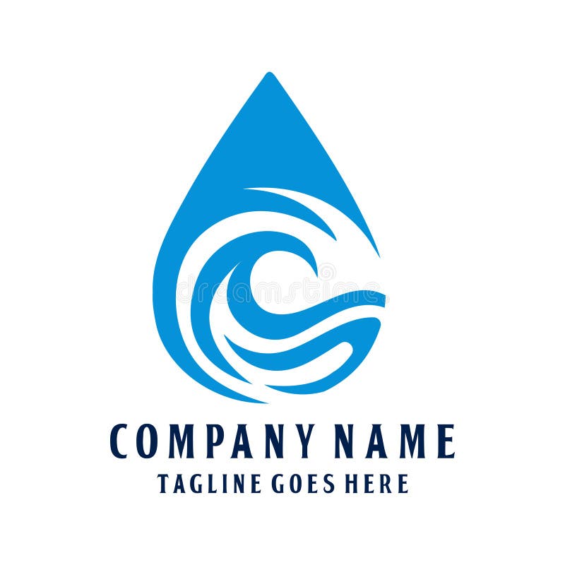 Modern Simple Fresh Pure Water Liquid Drop Ocean Sea Wave Logo Design Stock Vector ...