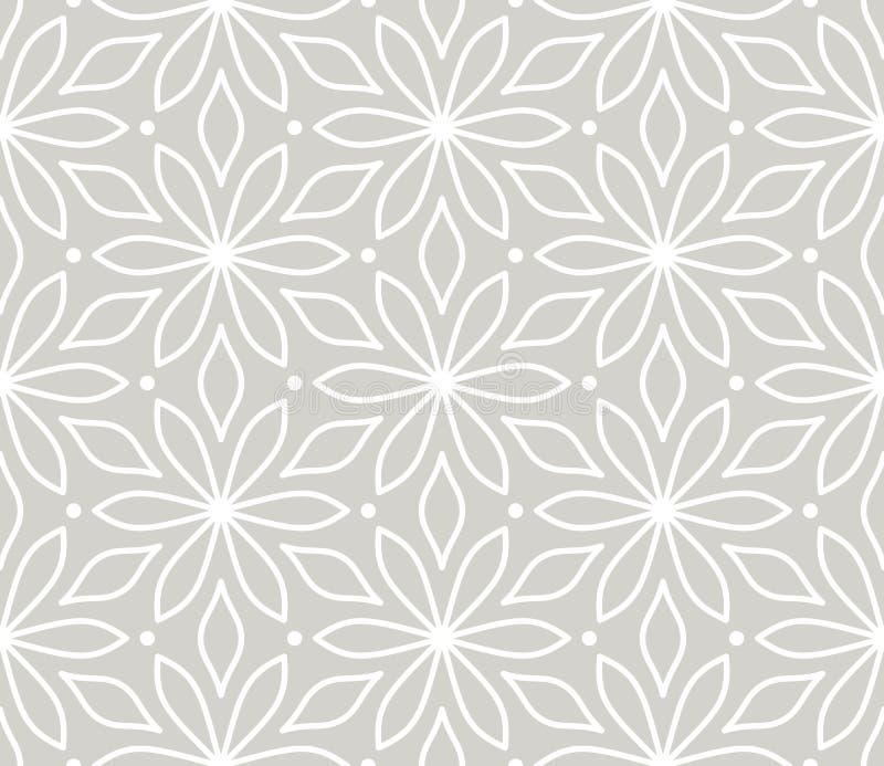 Modern Simple Geometric Vector Seamless Pattern with White Flowers ...