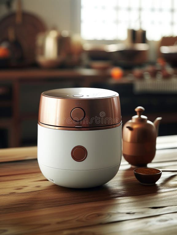 Modern and Simple Humidifier on Wooden Table in a Cozy Kitchen Setting ...